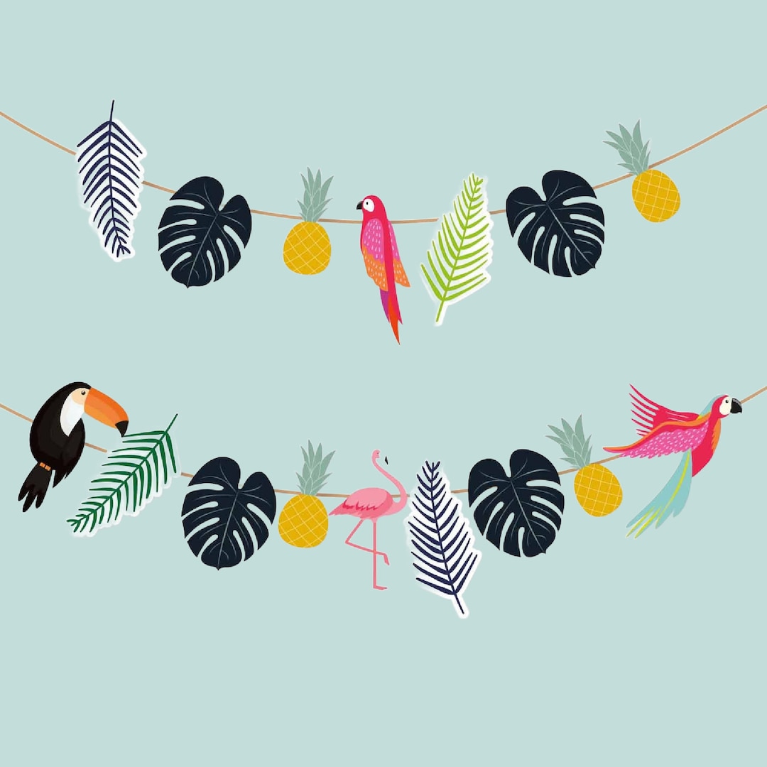 Tropical Summer Garland, Summer Bunting, Pineapple, Tropical Leaf ...