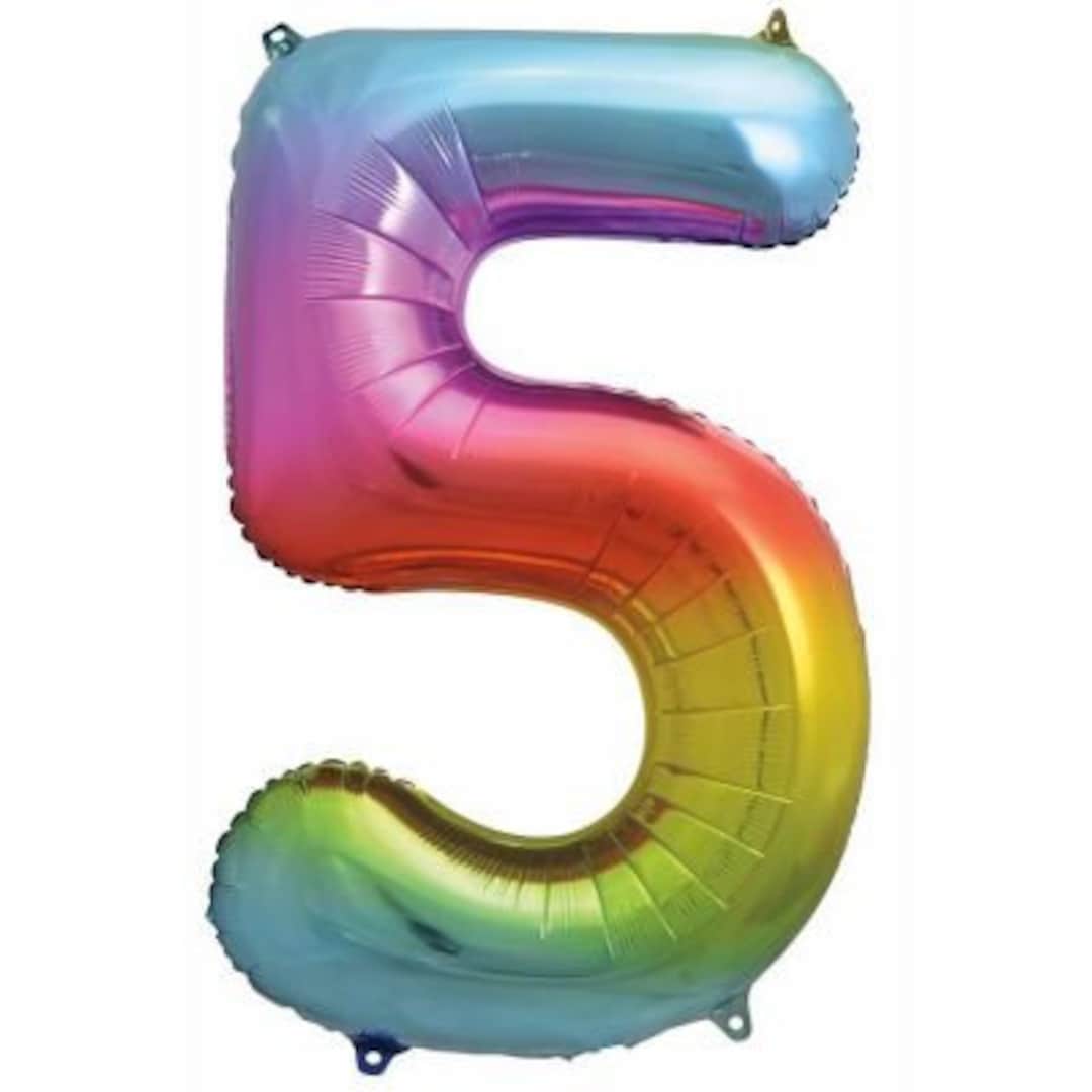 Giant Rainbow Number 5 Foil Balloon, 34" Party Decor - Etsy