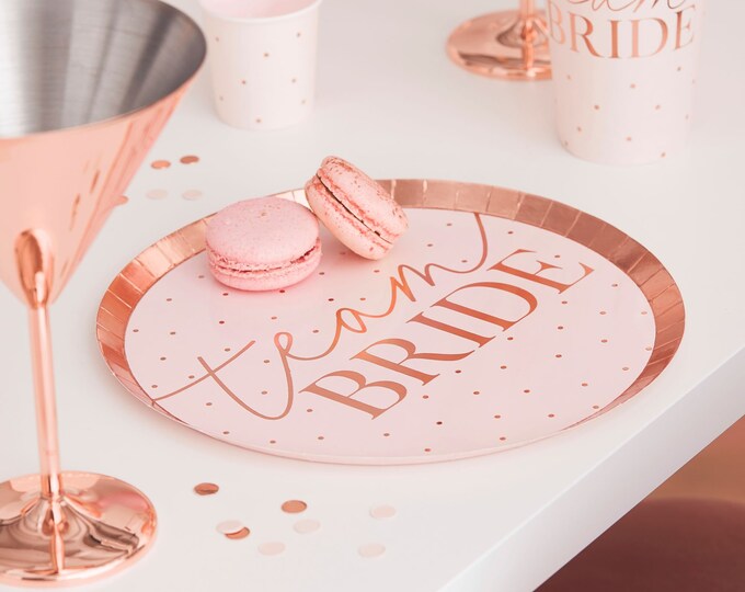 8 Hen Party Plates Team Bride Hen Party Plates Blush Rose - Etsy