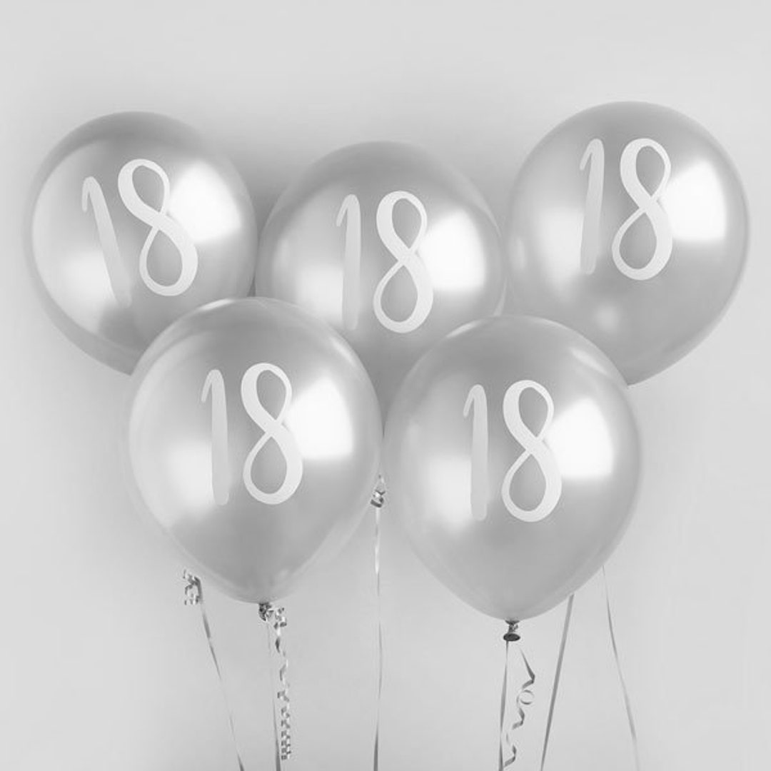 5 Silver 18th Birthday Balloons 18th Birthday Balloons 18th - Etsy