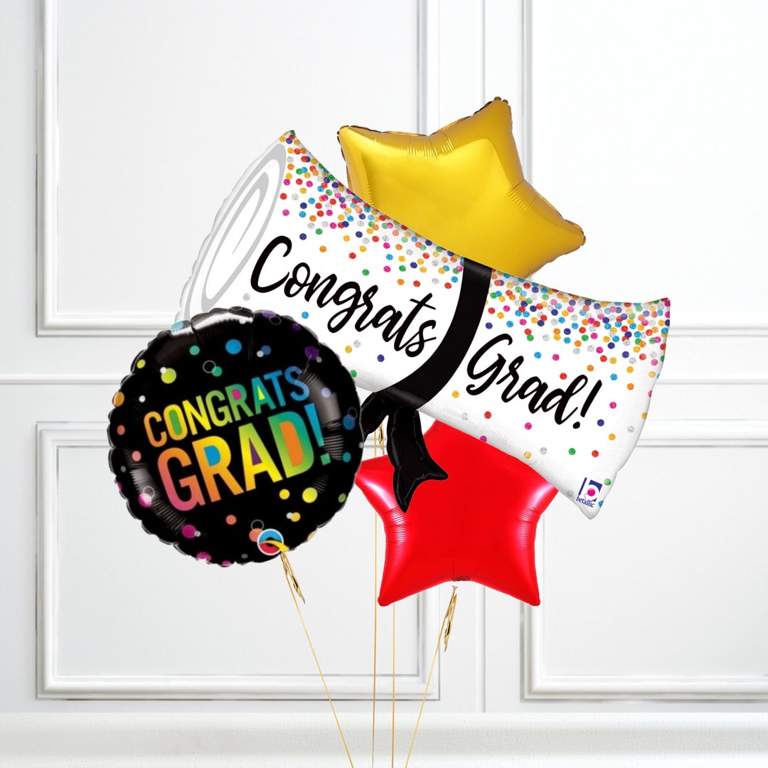 Diploma Shaped Congrats Grad Balloon Bundle Set, Graduation Party ...