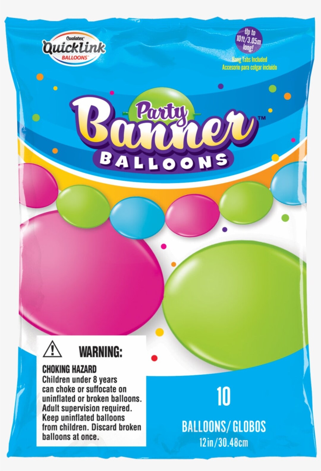 10 Bright Assortment Qicklink Banner Latex Balloons, Quick Link Party ...