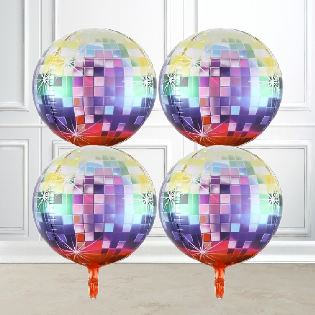 4 Big Disco Ball Balloons, Party Balloons, 70s Disco Party Decorations ...