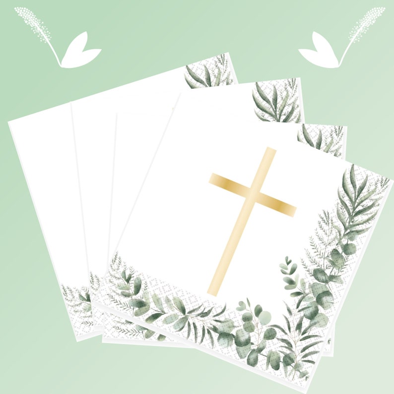 20 Botanical Cross Paper Napkins Holy Communion Paper - Etsy UK