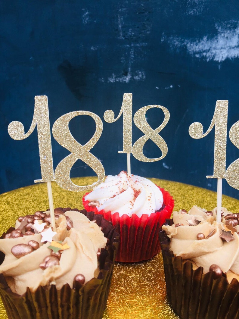 18th Birthday Cupcake Toppers, 18th Birthday Decoration, Any Age ...