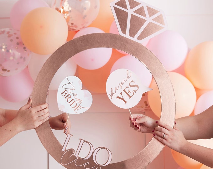Hen Party Photo Booth Frame, Rose Gold Ring Hen Party Photo Booth Frame ...