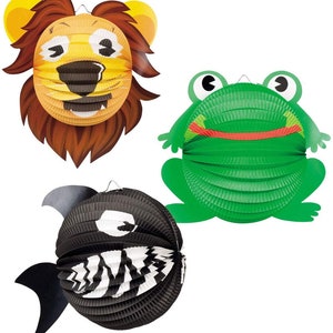 Animal Paper Lantern, Party Animal Decorations, Lion, Frog, Shark Paper ...