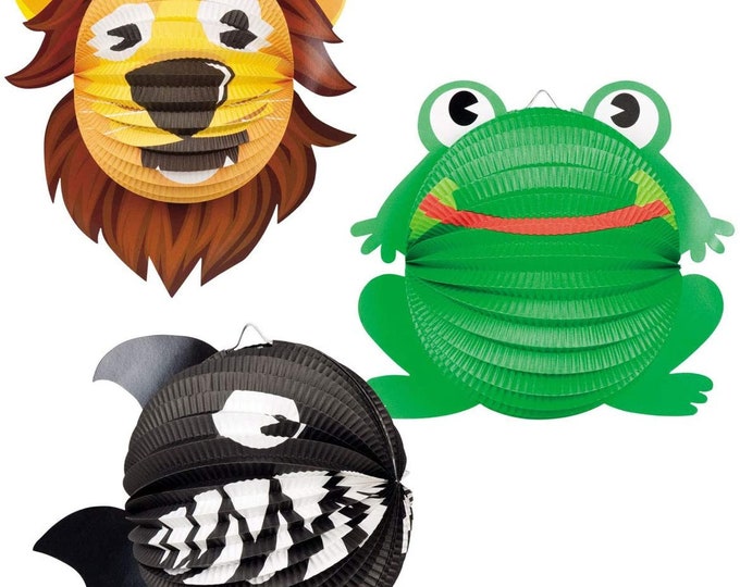 Animal Paper Lantern, Party Animal Decorations, Lion, Frog, Shark Paper ...