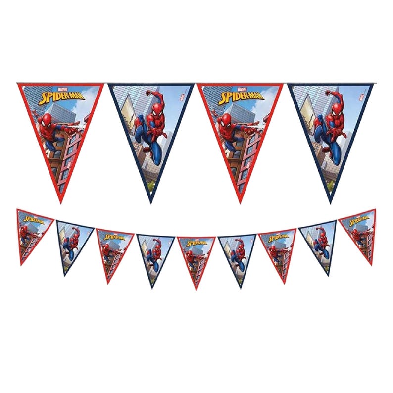 Spiderman Crime Fighter Triangle Flag Banner, Superhero Birthday Party ...