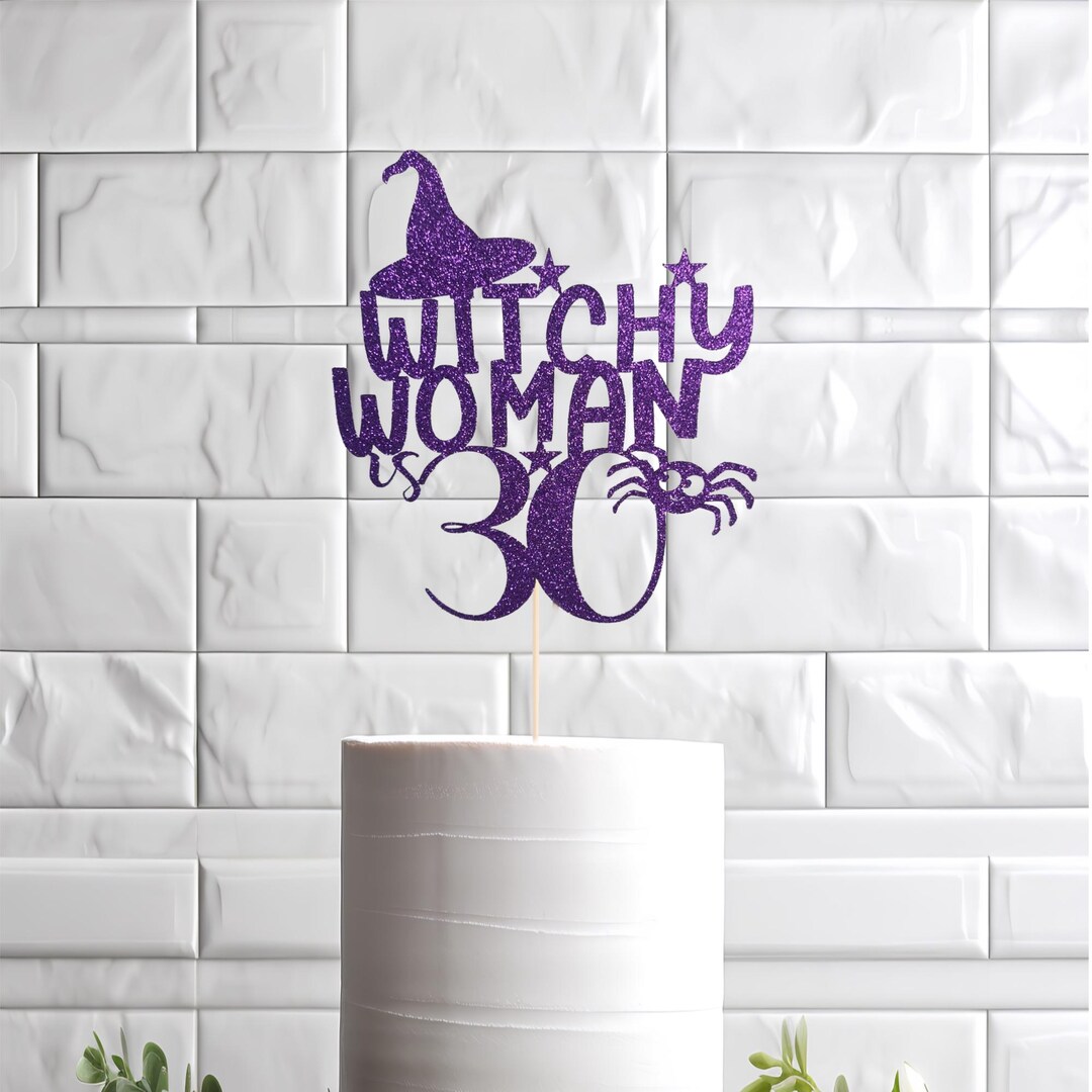 Personalized Witchy Woman Glitter Cake Topper, Halloween Birthday - Etsy