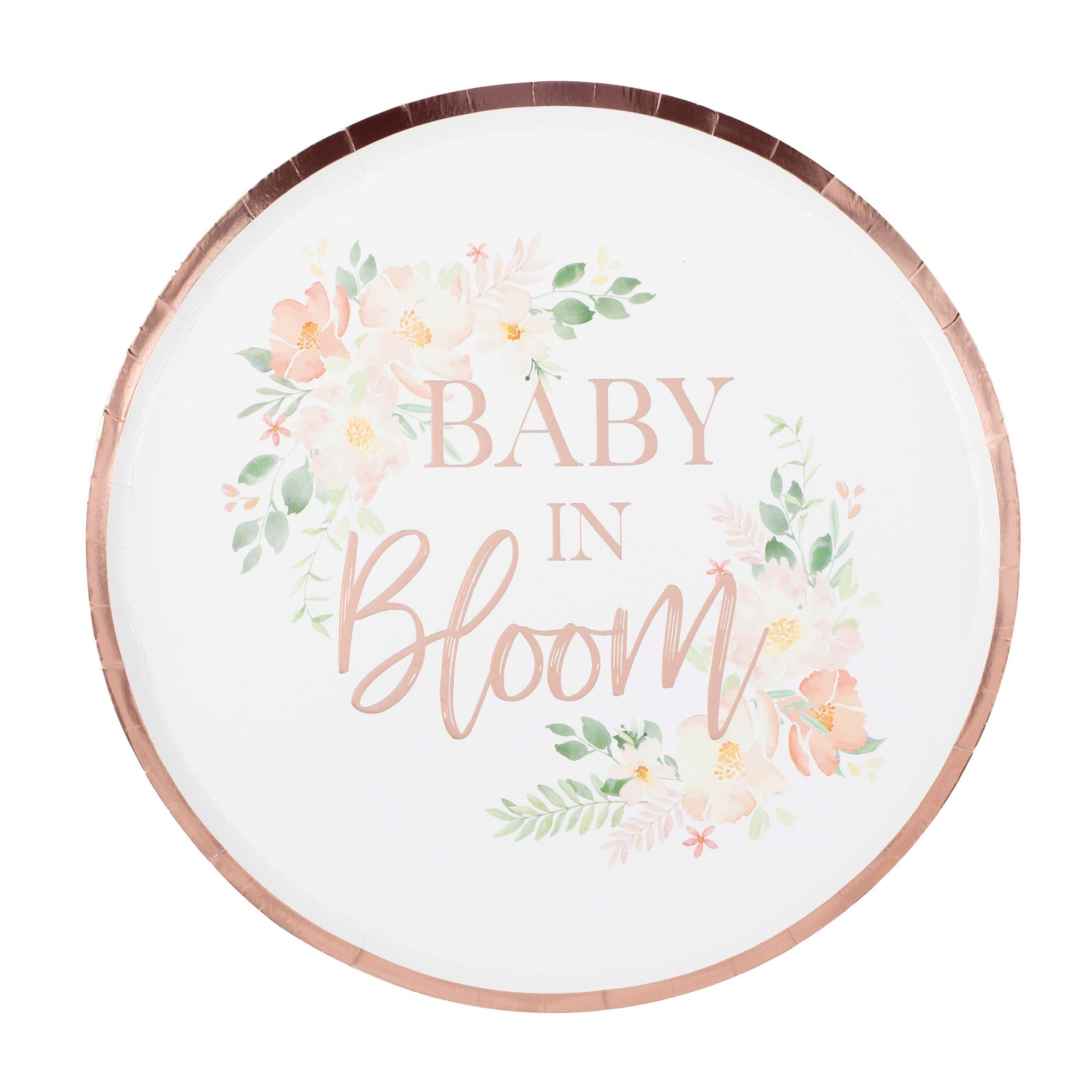 8 Rose Gold Baby in Bloom Baby Shower Plates Baby Shower - Etsy