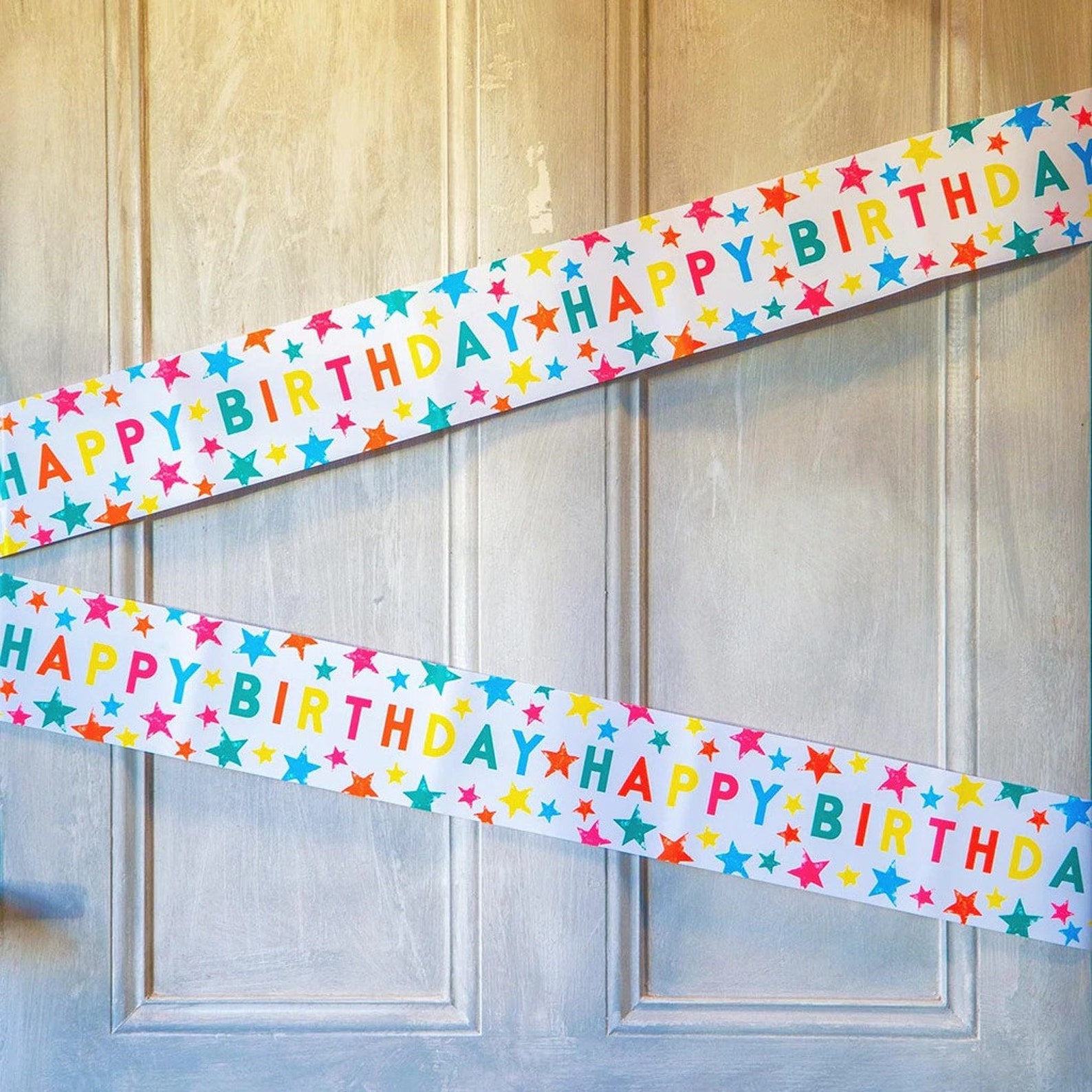 2 Bright Star Happy Birthday Banners Rainbow Birthday Party - Etsy