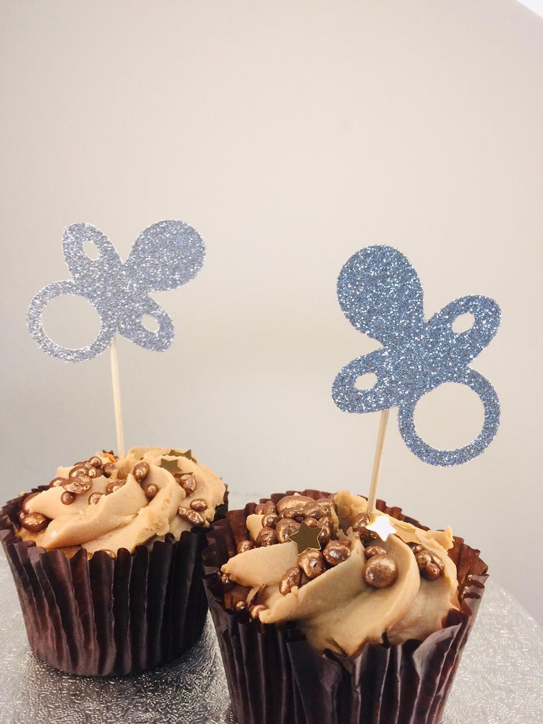12 Pacifier Cupcake Topper, Baby Shower Decor, Pacifier Glitter Picks ...