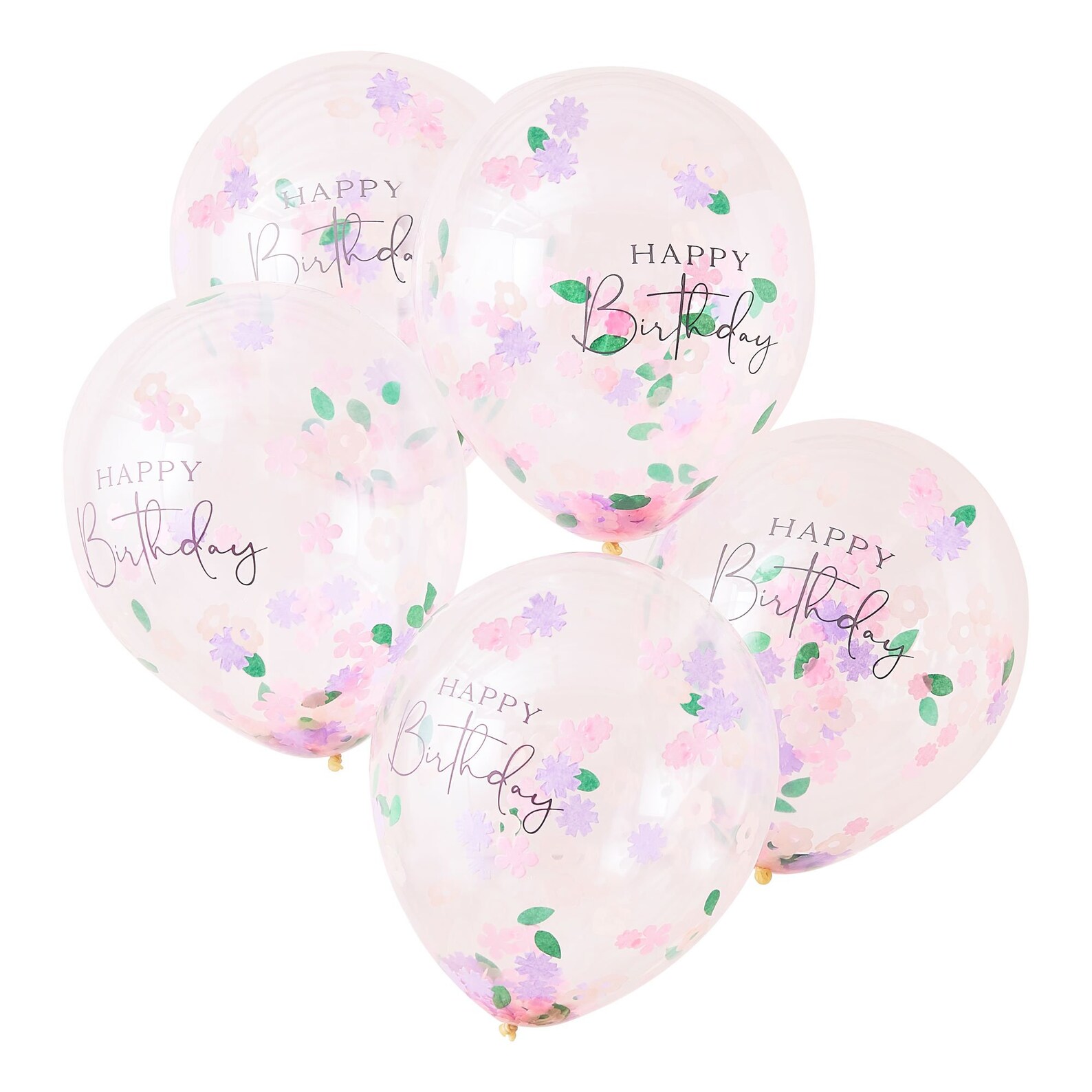 5 Floral Confetti Happy Birthday Balloons Happy Birthday - Etsy