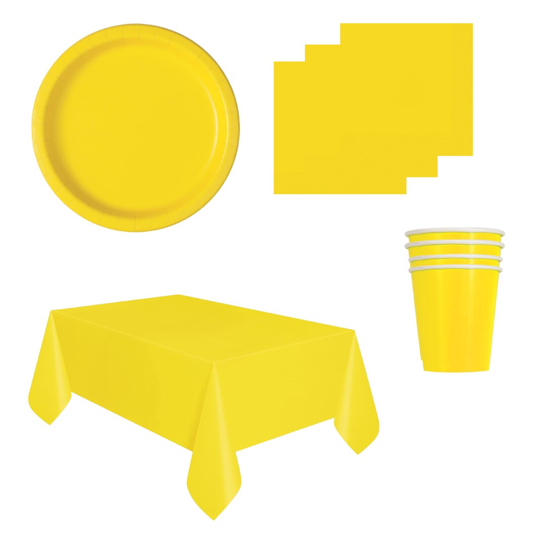 Eco Friendly Neon Yellow Party Paper Cups, Neon Party Tableware, Neon ...