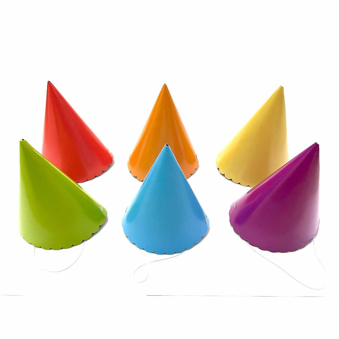 6 Rainbow Mix Paper Hats, Party Hats, Rainbow Party Hats, Party Favours ...