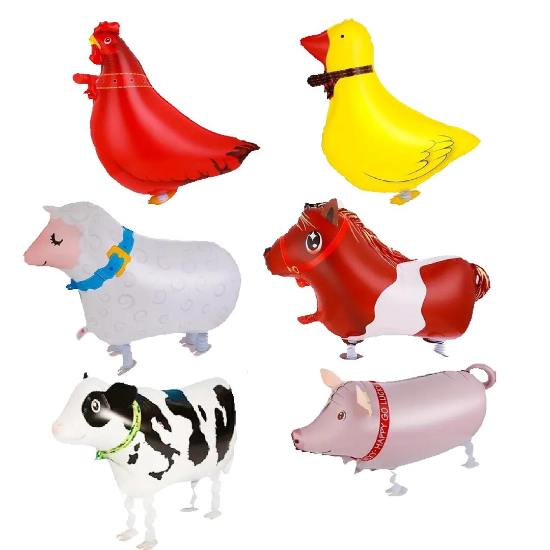 Walking Farm Animals Foil Balloons, Barn Themed Party Balloons, Kids ...