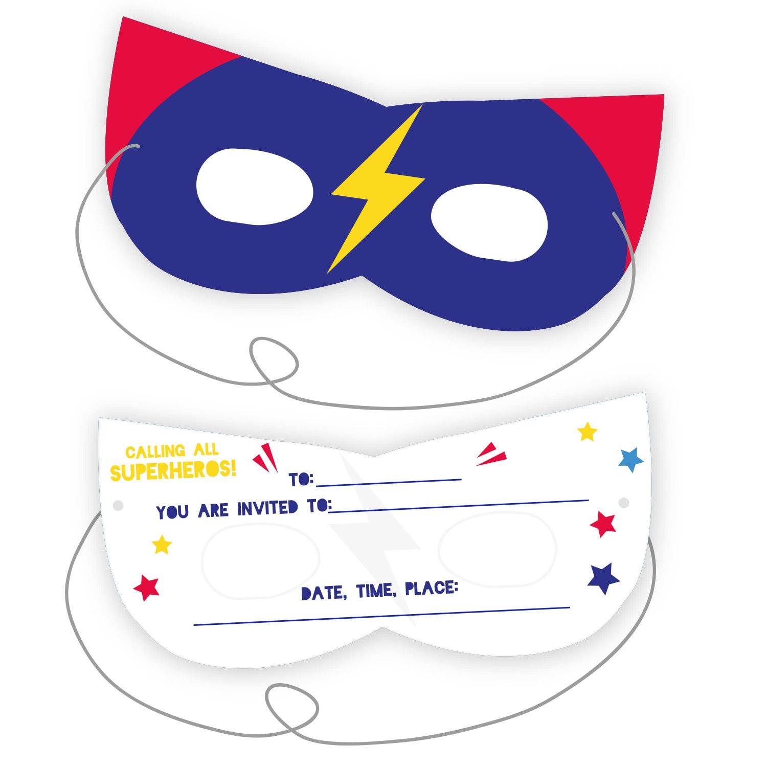 Superhero Mask Invitations With Envelopes: Boys Birthday Party - Etsy