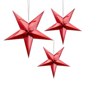 Red Paper Stars, Star Decorations, Wedding Party, Red Christmas ...