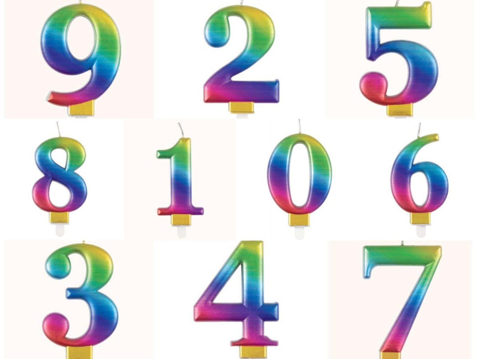 Rainbow Number Birthday Candle Number Candles - Etsy