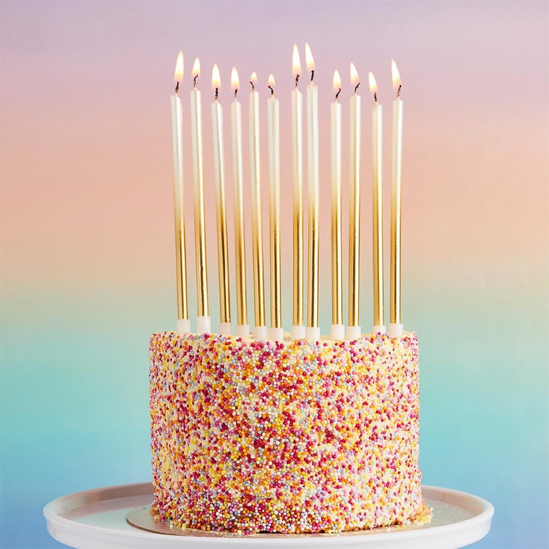 12 Gold Ombre Tall Skinny Candles, Anniversary, Elegant Party, Birthday ...