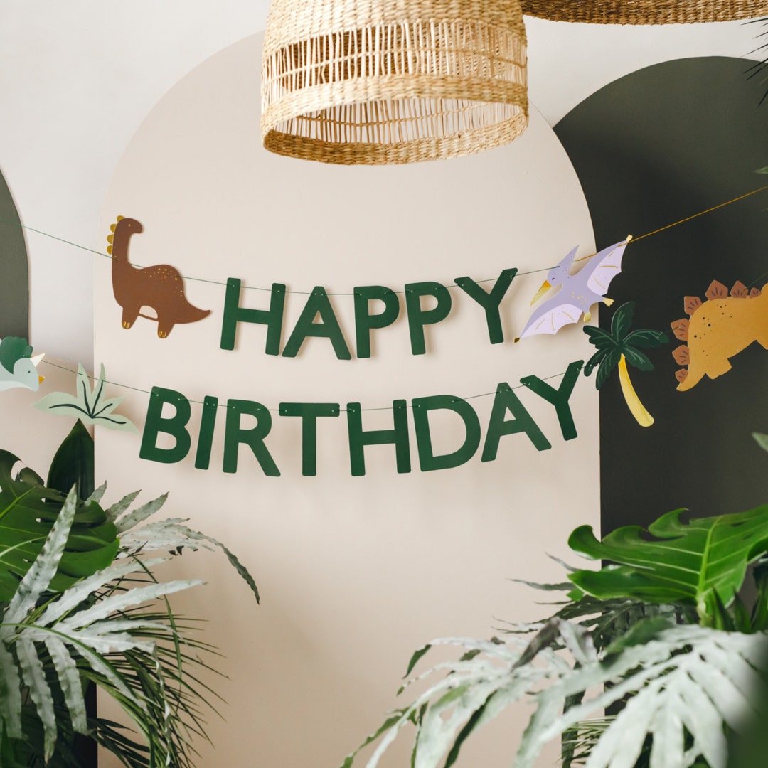 Dinosaur Happy Birthday Banner, Dinoparty Supply, Happy Birthday ...