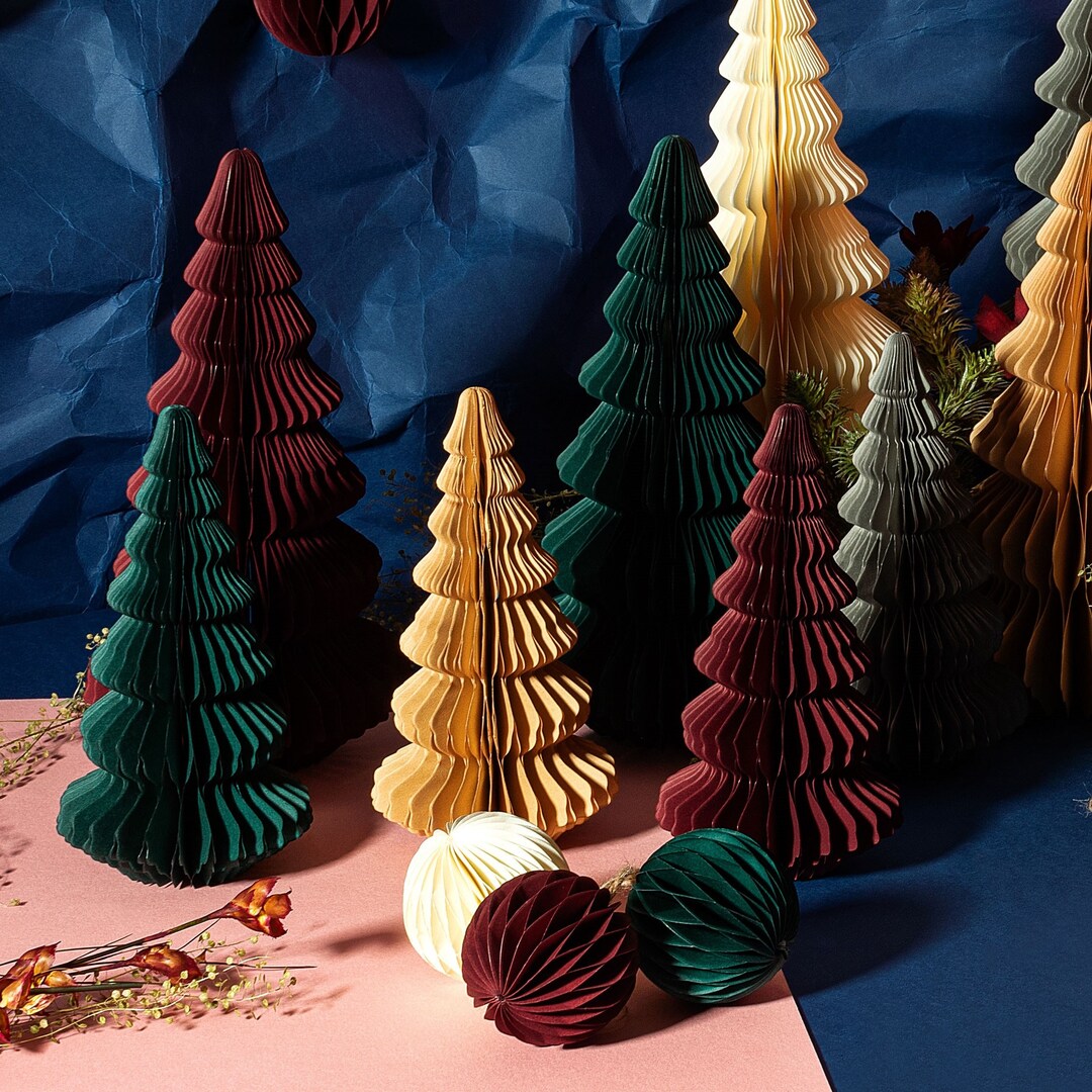 Honeycomb Paper Christmas Tree Decoration, Festive Table Decor - Etsy
