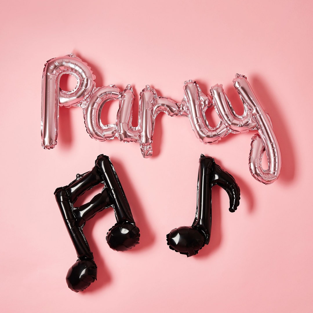 Rose Gold Party and Musical Note Foil Balloon Garland, Disco Theme ...