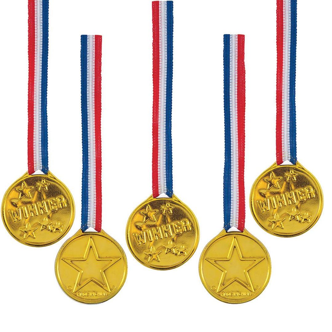 Gold Winner Medals With Ribbon: Kids Party Prizes, Sports Day - Set of ...