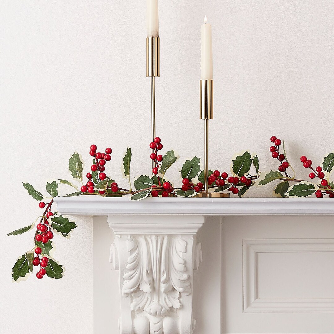 Artificial Holly and Berries Christmas Garland, Christmas Holly ...