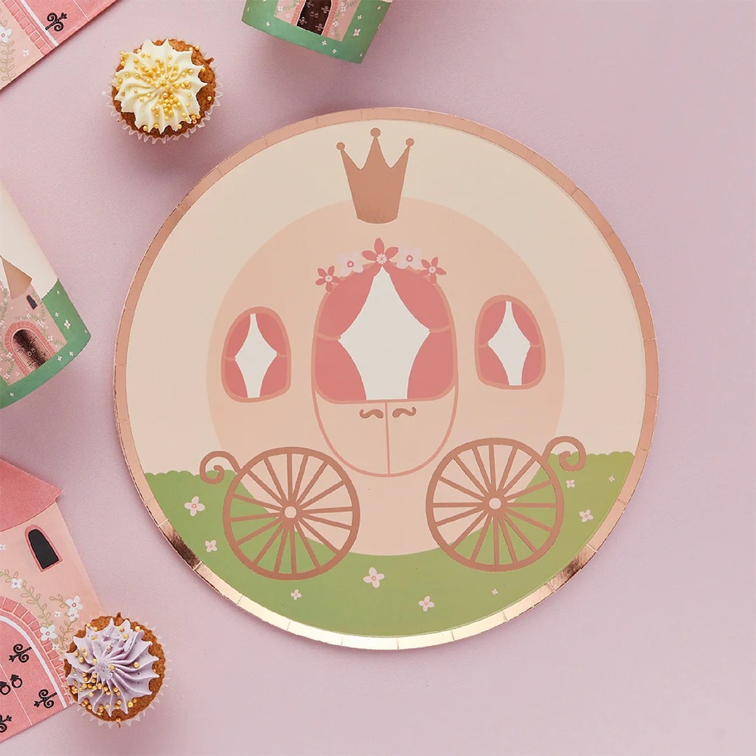 Princess Party Plates, 8 Carriage Paper Plates, Little Princess ...