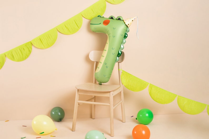 Animal Number 7 Balloon, Crocodile Foil Balloon Number 7, Birthday ...