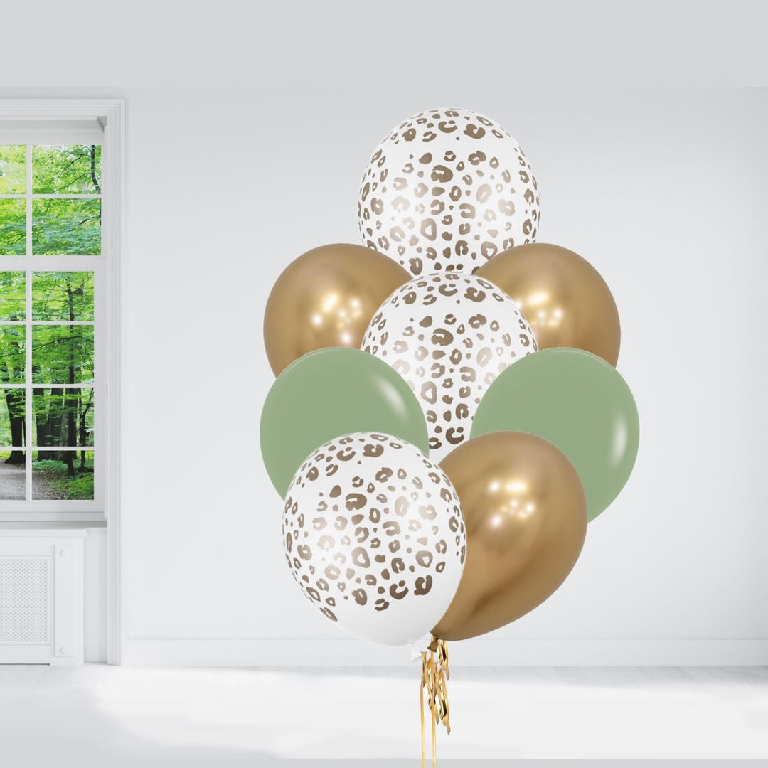 Cheetah Print Balloon Set, Gold and Green Safari Party Decor - Etsy