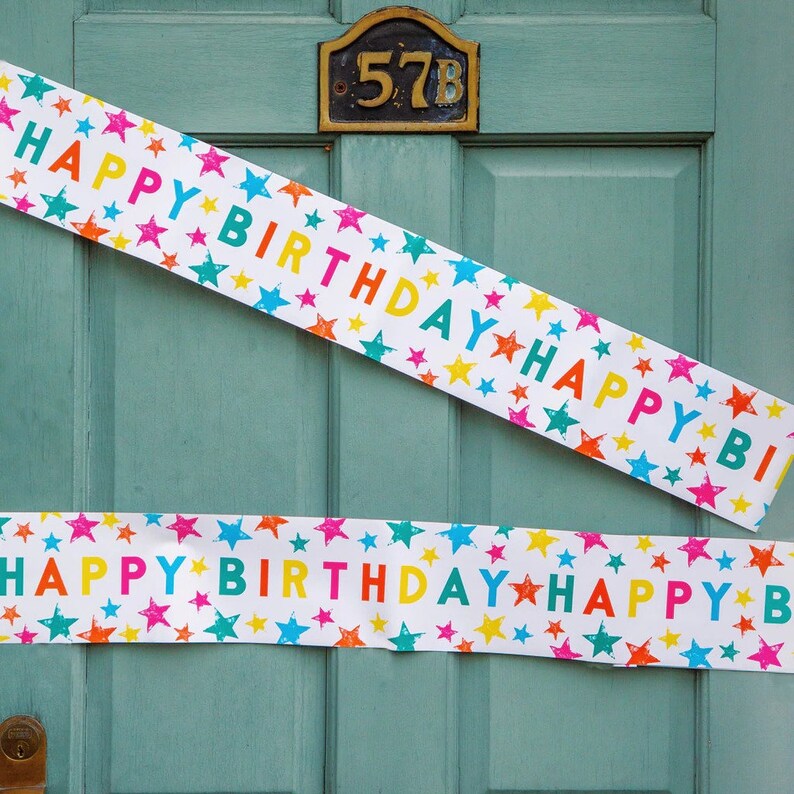 2 Bright Star Happy Birthday Banners Rainbow Birthday Party - Etsy