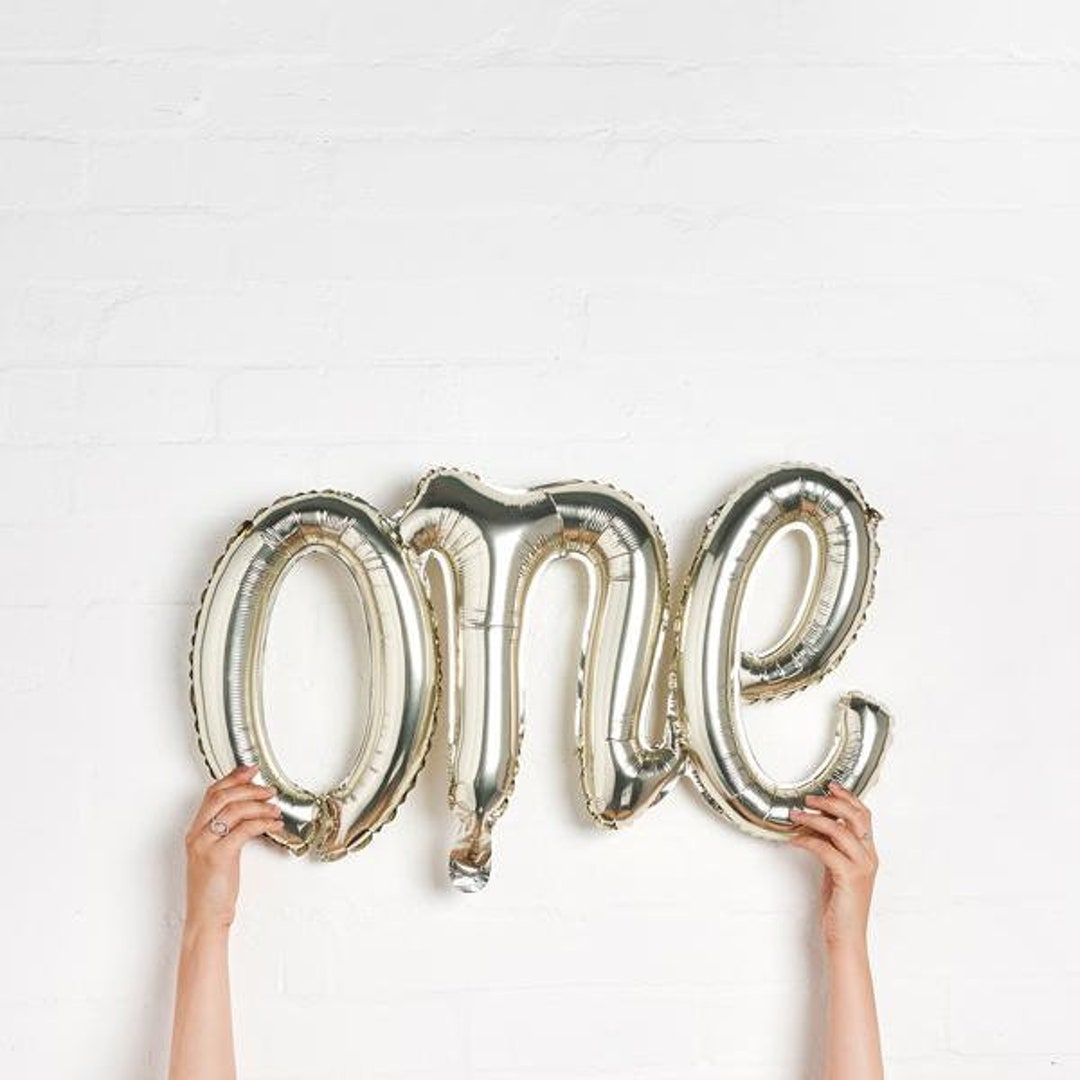Gold 'one' Script Balloon, First Birthday Balloon, 1st Birthday Party ...