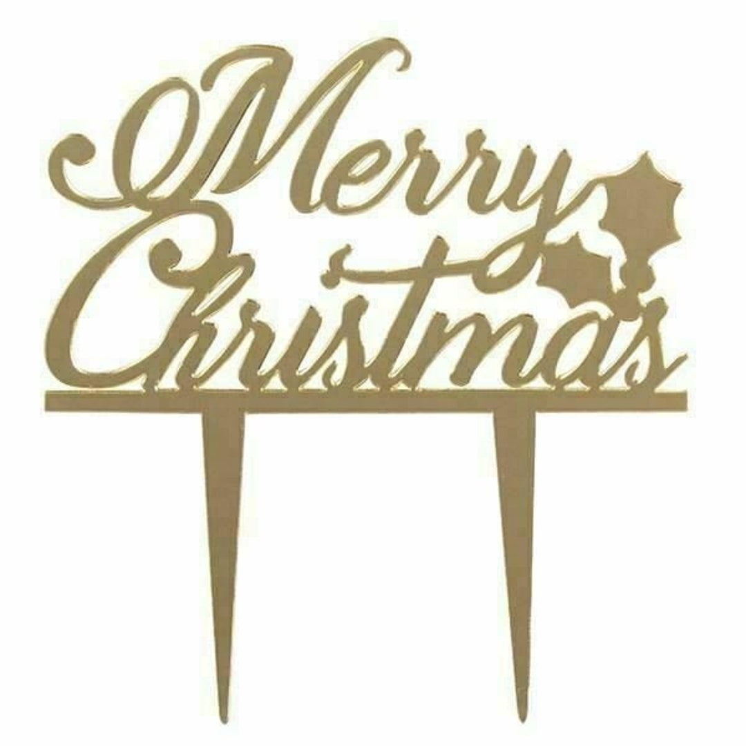 Gold Acrylic Merry Christmas Cake Topper Christmas Cake Etsy Finland