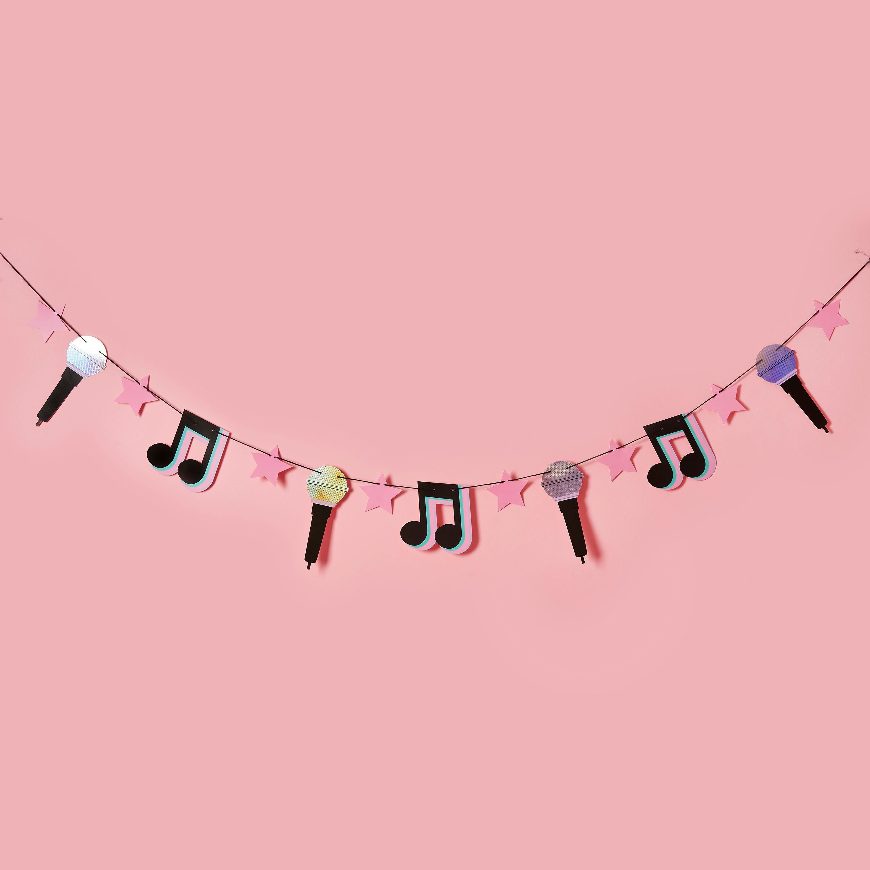 Let's Dance Microphone and Musical Notes Party Garland, Disco Party ...