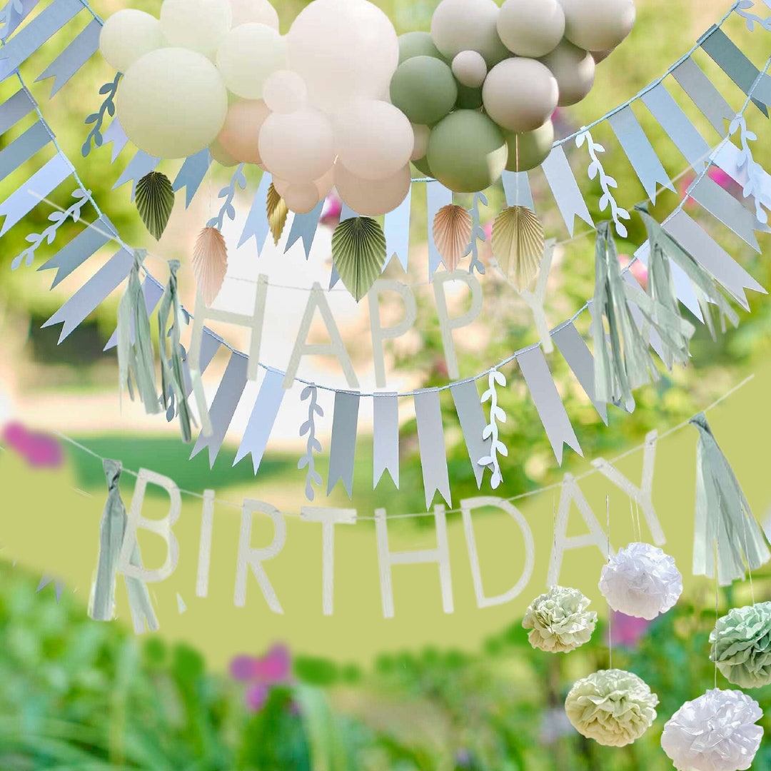 Sage Green Birthday Decorations, Botanical Birthday Party Decor ...