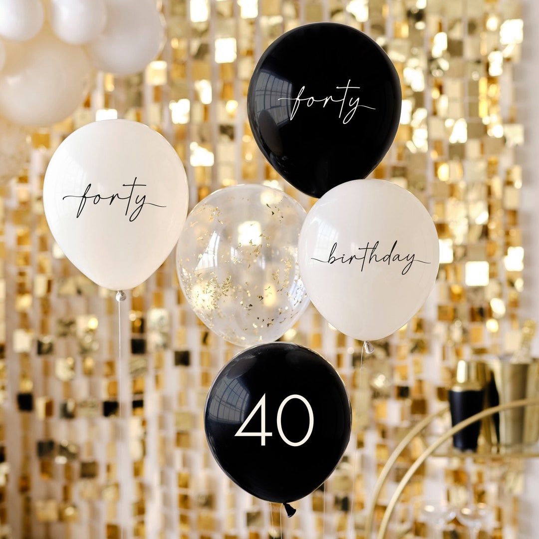 40th Birthday Party Balloons Black, Nude, Cream and Champagne Gold 40th ...