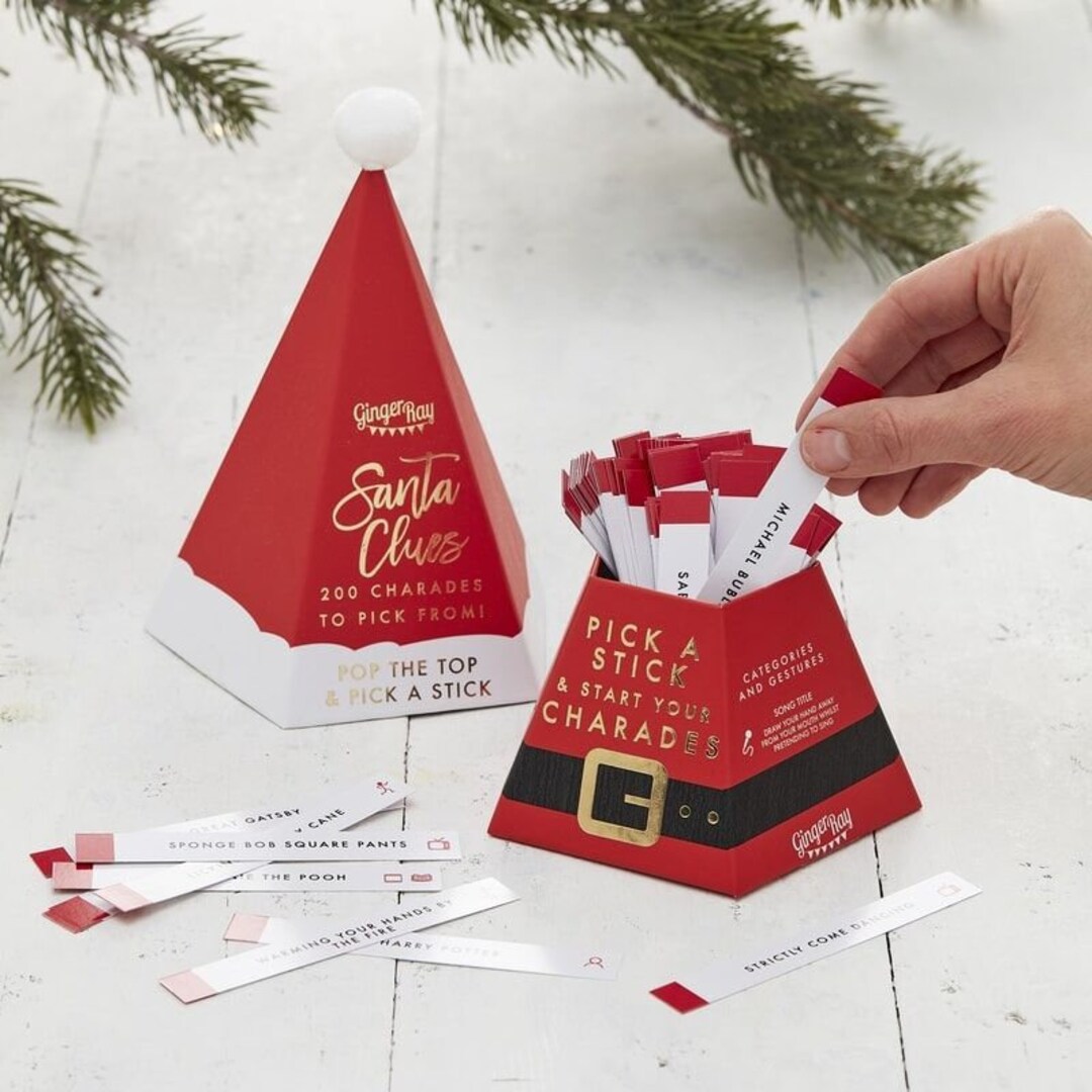 Santa Hat Christmas Charades Family Party Game, Christmas Dinner Party ...