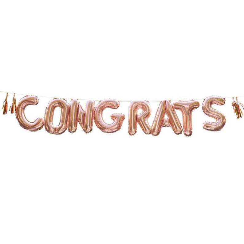 Congrats Rose Gold Congratulations Balloon Bunting | Etsy