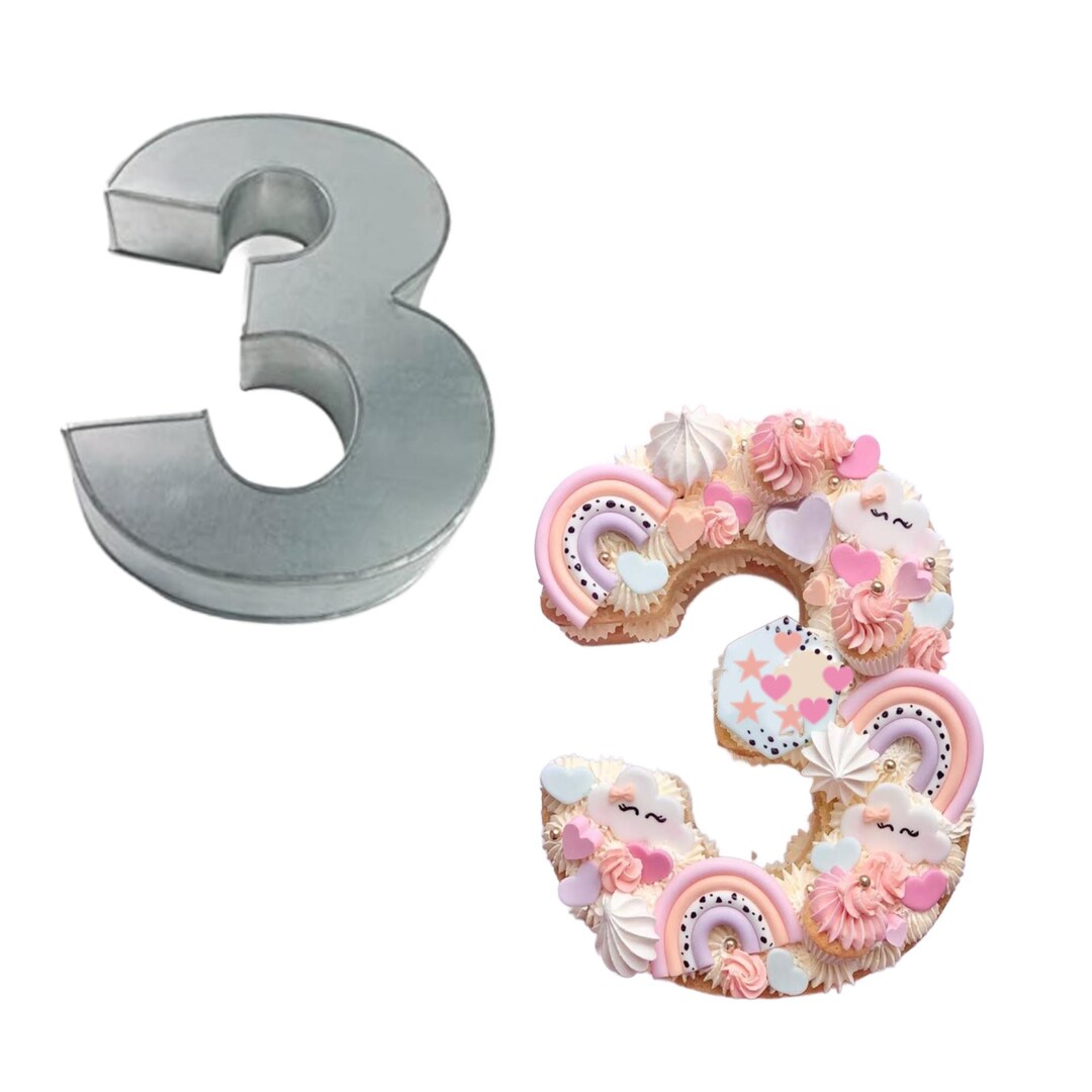 Large Number Three Cake Pan, Baking Tin for Birthday, Wedding, Anniversary Cakes, Reusable Metal ...