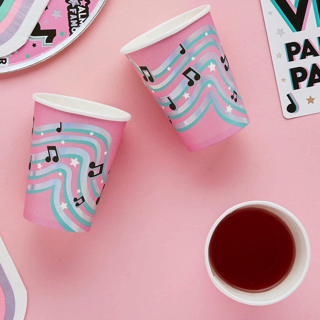 Musical Notes Paper Cups, Party Cups, Celebrity Birthday, Musical Party ...