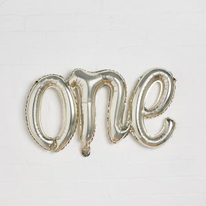 Gold 'one' Script Balloon, First Birthday Balloon, 1st Birthday Party ...