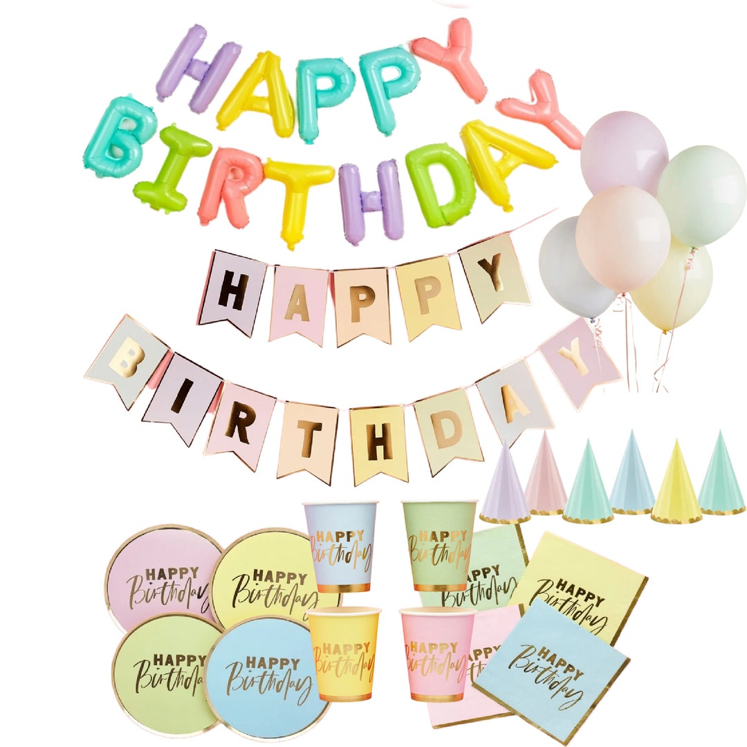 Pastel Rainbow Birthday Party Decorations, Pastel Party Birthday ...