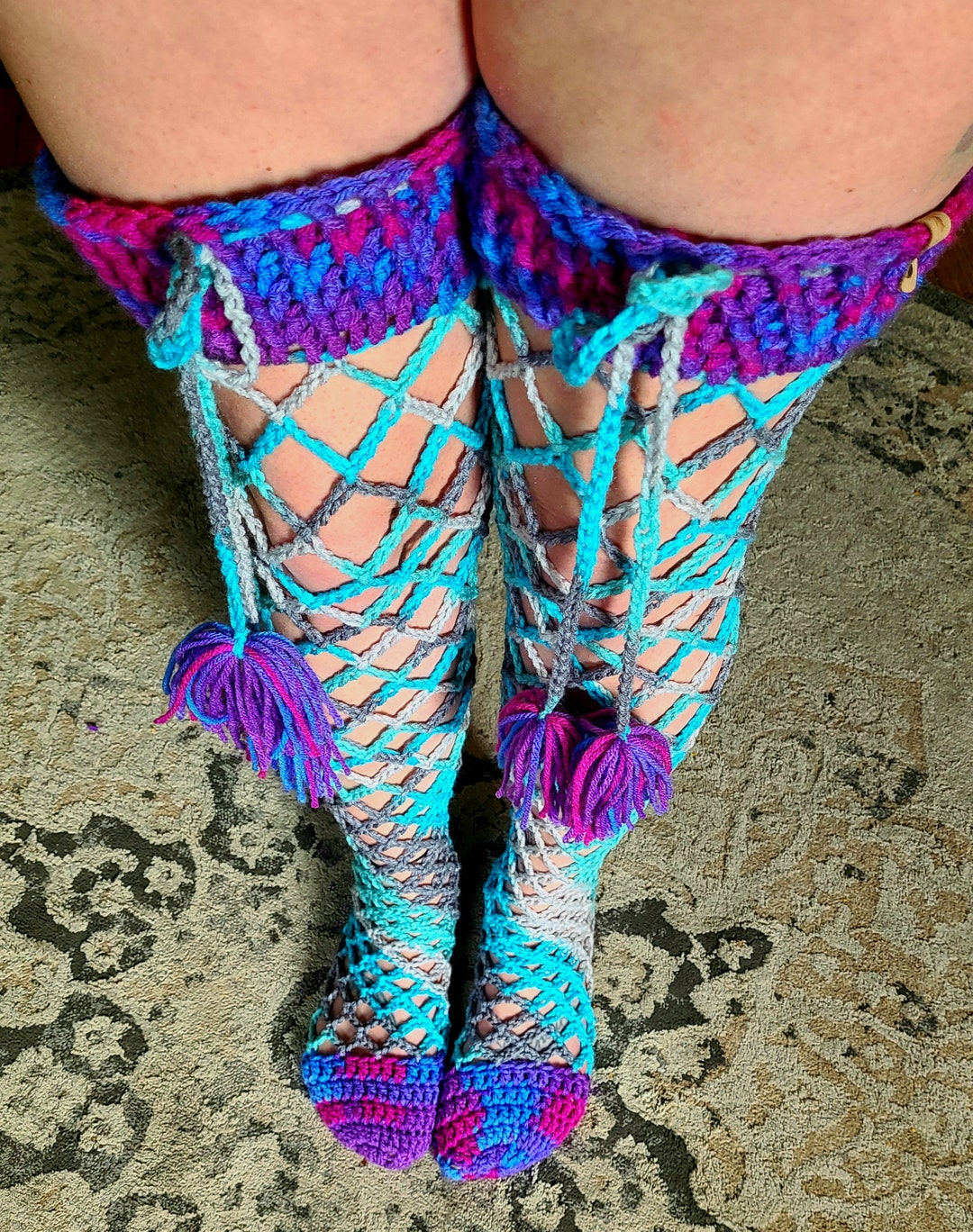 Handmade, Crochet, Thigh High Set - Etsy