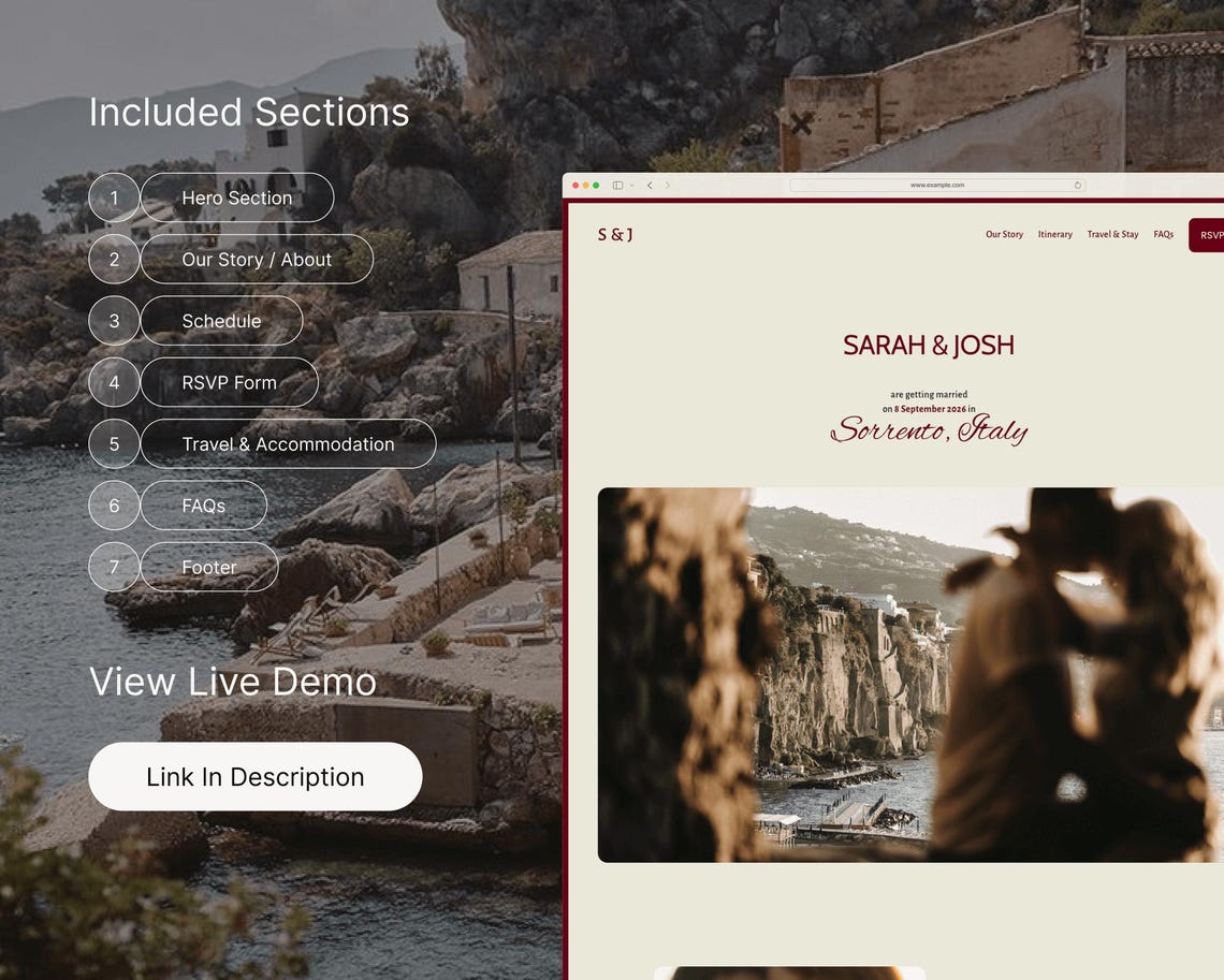 Wedding RSVP & Digital Invitation Squarespace Website Template - Etsy
