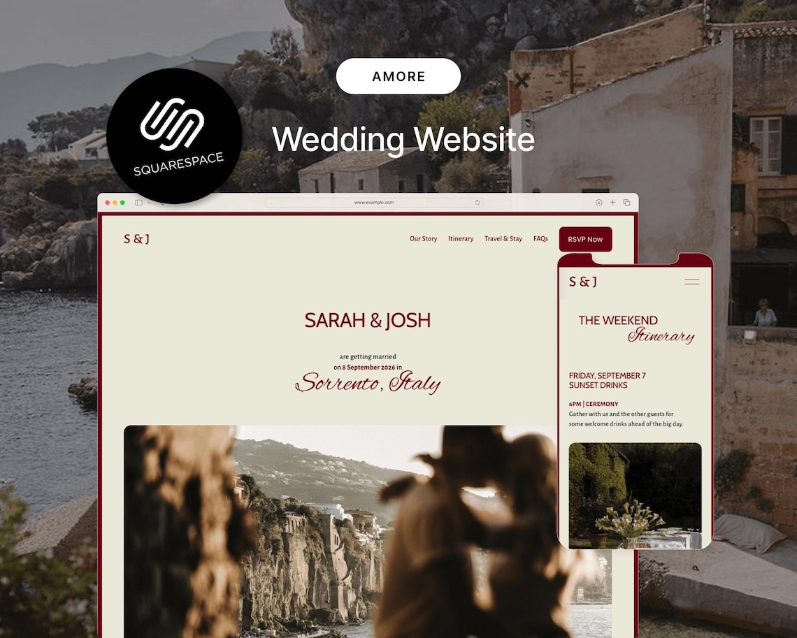 Wedding RSVP & Digital Invitation Squarespace Website Template - Etsy
