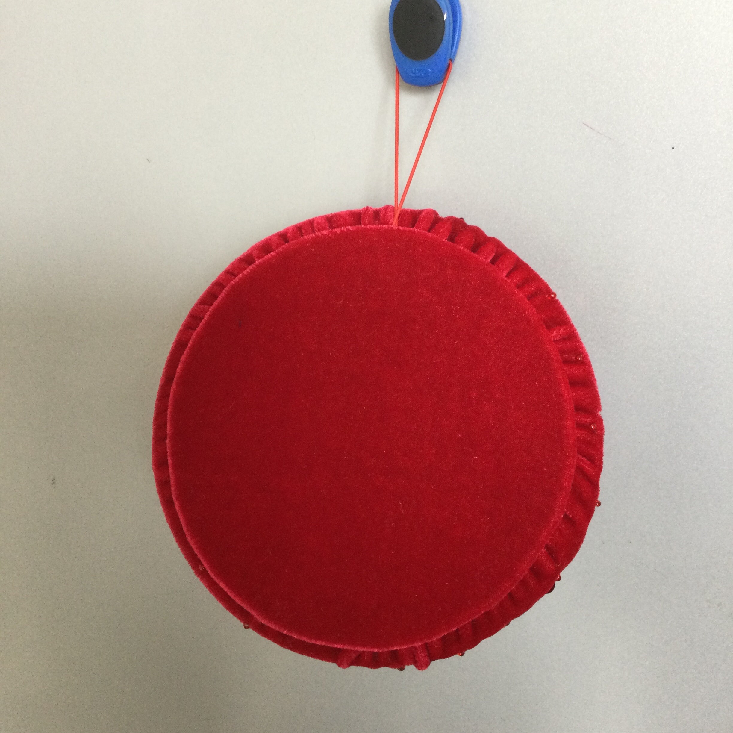 Flower Hand Embroidered Red Pin Cushion Handmade Round - Etsy