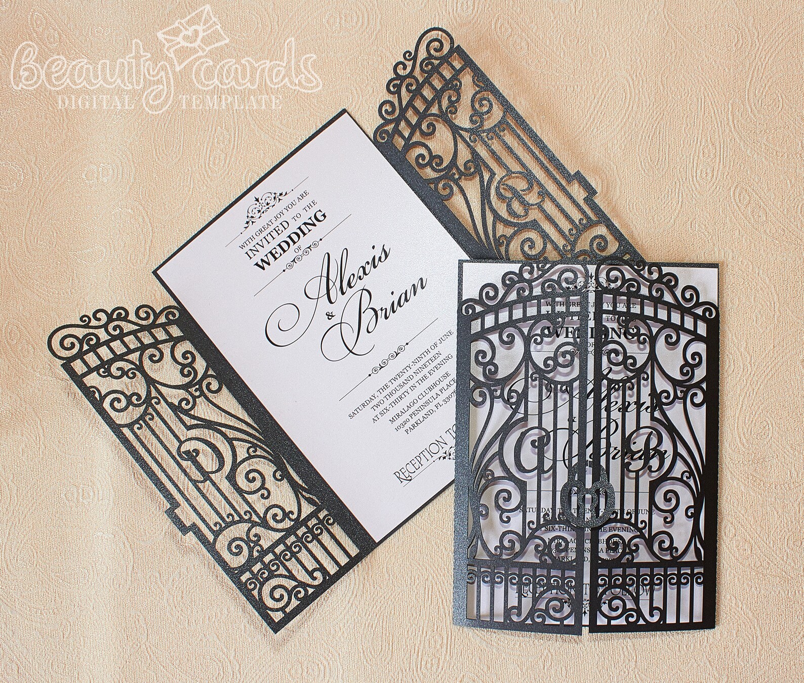 Retro Iron Gate wedding invitation template 5x7 Cricut SVG | Etsy